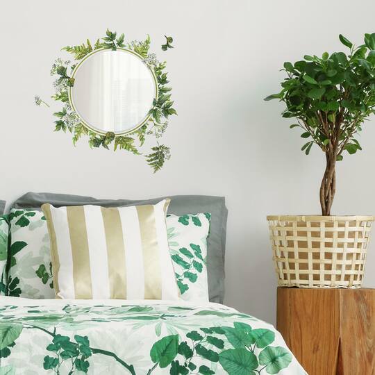 RoomMates Fern Peel & Stick Decals with Circle Mirror | Wall Stickers ... RoomMates Fern Peel & Stick Decals with Circle Mirror | Wall Stickers ...